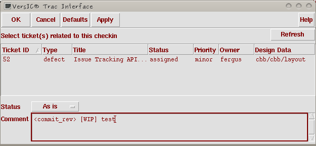 Issue tracking in VersIC