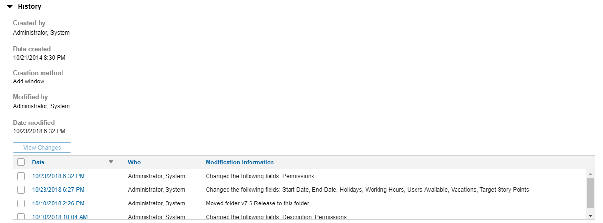 Folders list - Details tab
