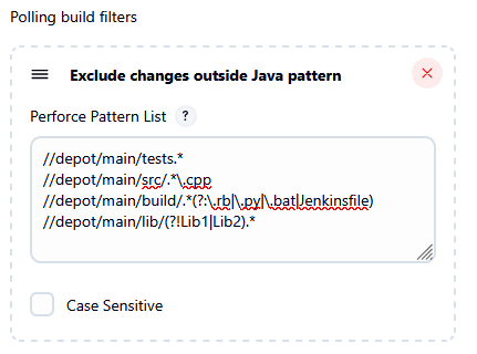 Exclude changes from outside Java pattern